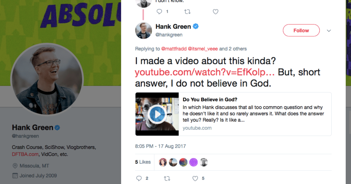Hank Green Is Wrong About God